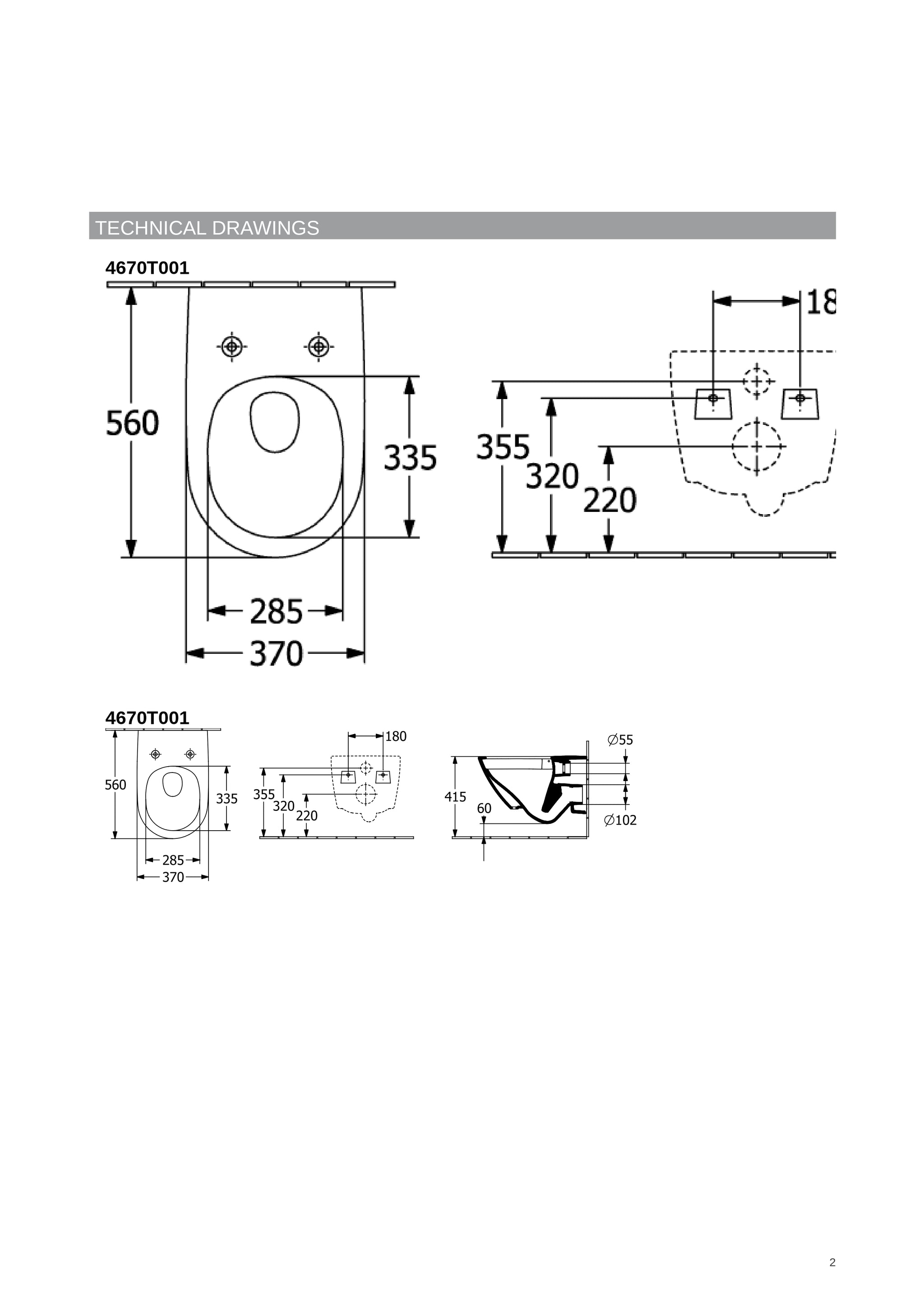 Villeroy & Boch "Subway 3.0" Wall Hung WC Art. 4670T001 + 9M78S101 ...