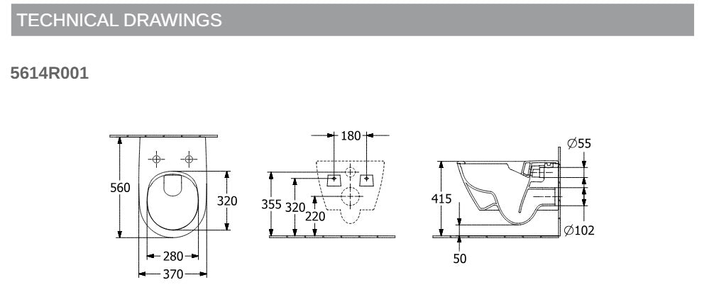 Villeroy & Boch "Subway 2.0" Wall Hung WC Art. 5614R001P + 9M68S101 ...