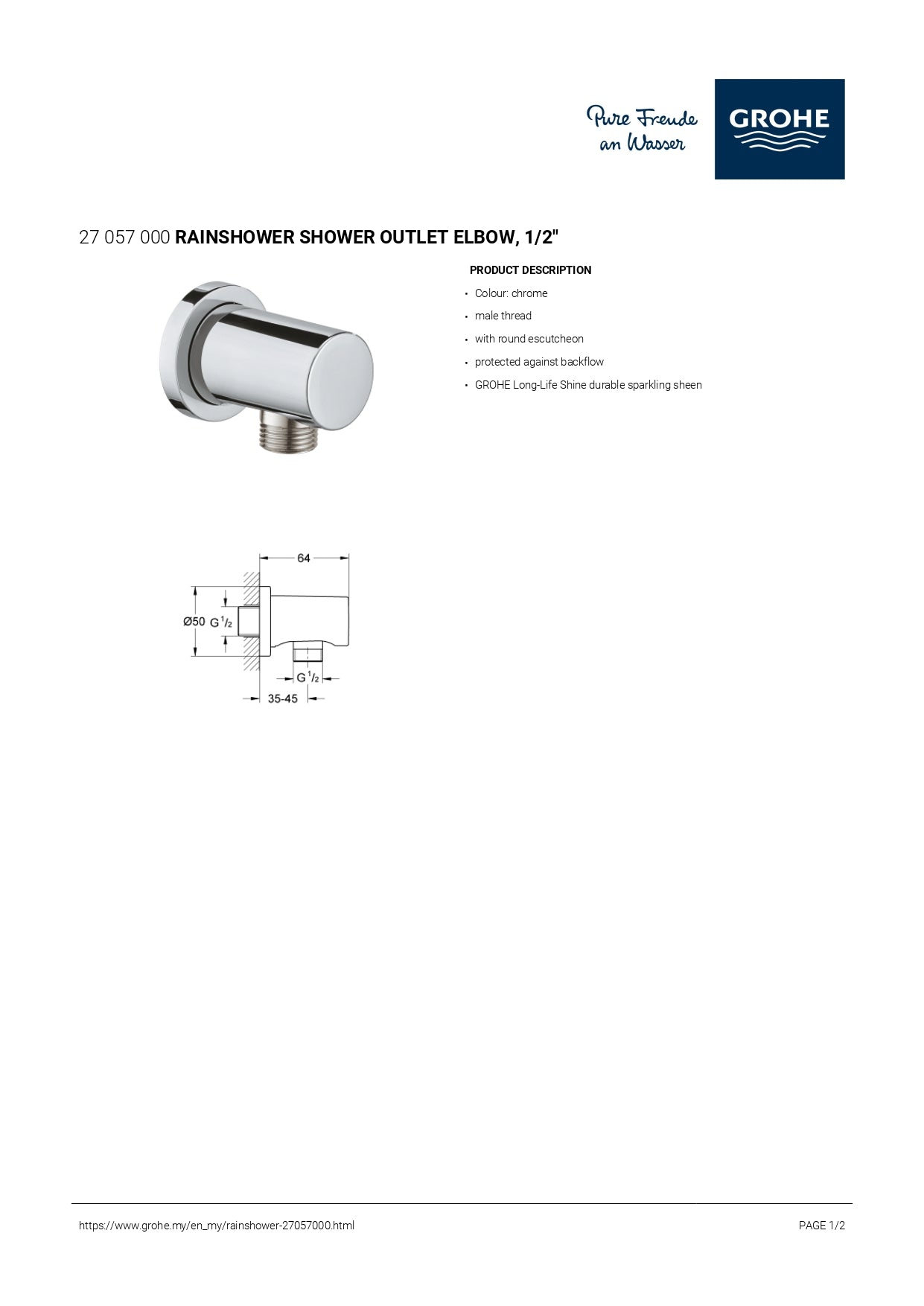 Grohe Shower Outlet Elbow Art. 27057000 – BathHauz